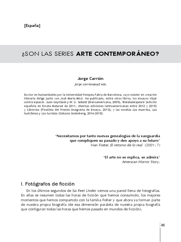 ¿Series como arte contemporáneo? | PDF | Las artes