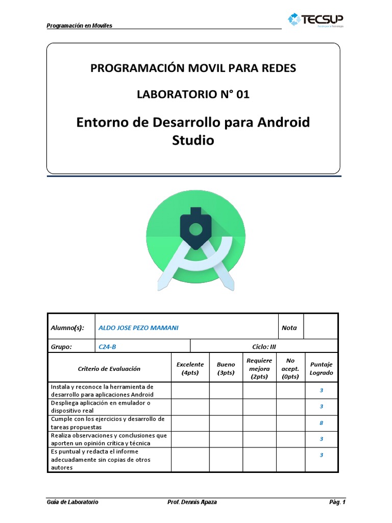 Lab01-Creacion de Proyectos en Android Studio | PDF | Android (sistema operativo) | Aplicación movil