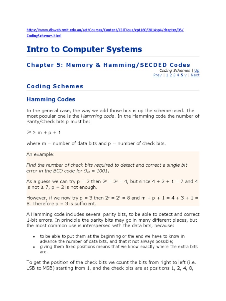 SECDED Coding | PDF | Computer Architecture | Computer Science