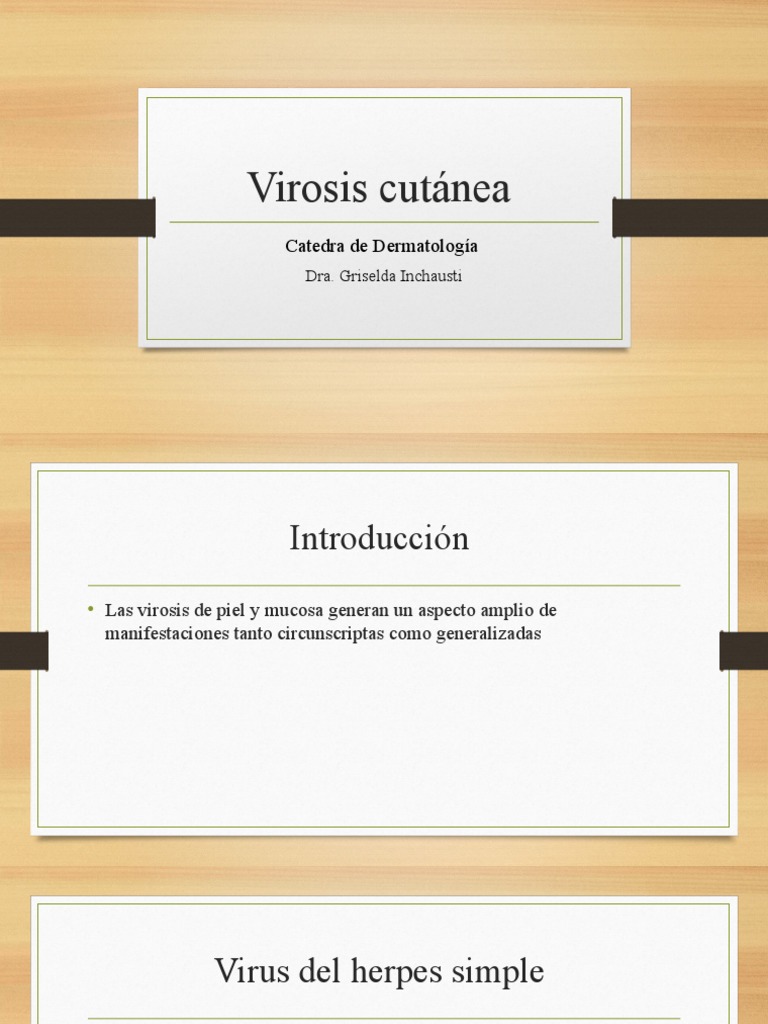 Virosis Cutánea | PDF | Herpes Simple | Virus