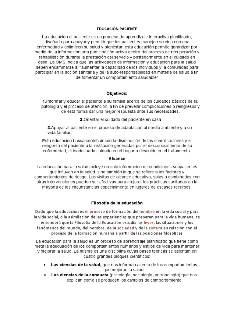 Educacion Paciente | PDF | Comportamiento | Aprendizaje