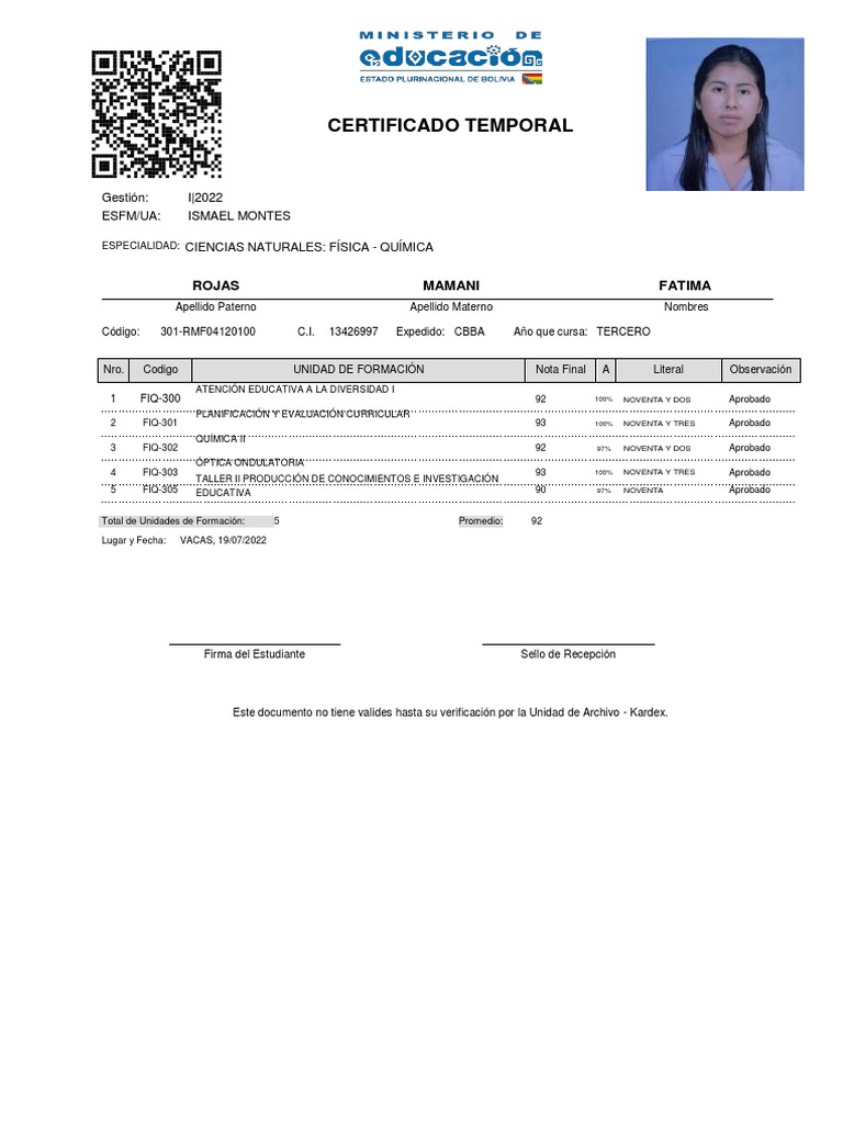 Certificado Temporal | PDF