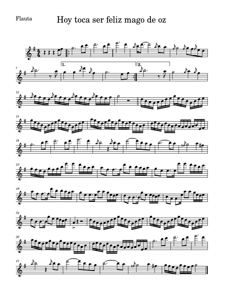 Hoy Toca Ser Feliz Mago de Oz-Flauta | PDF | Rock Music Groups ...