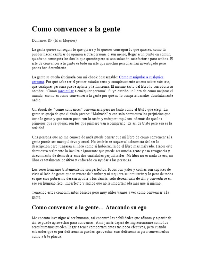 Cómo convencer a la gente eficazmente | PDF | Cognición | Sicología