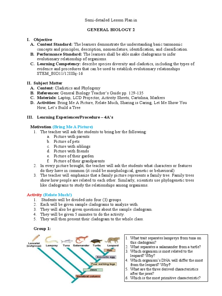 Cladogram DLP | PDF | Phylogenetic Tree | Taxonomy (Biology)
