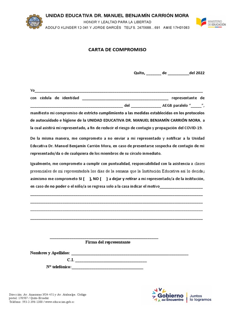 Carta de Compromiso Presencialidad | PDF