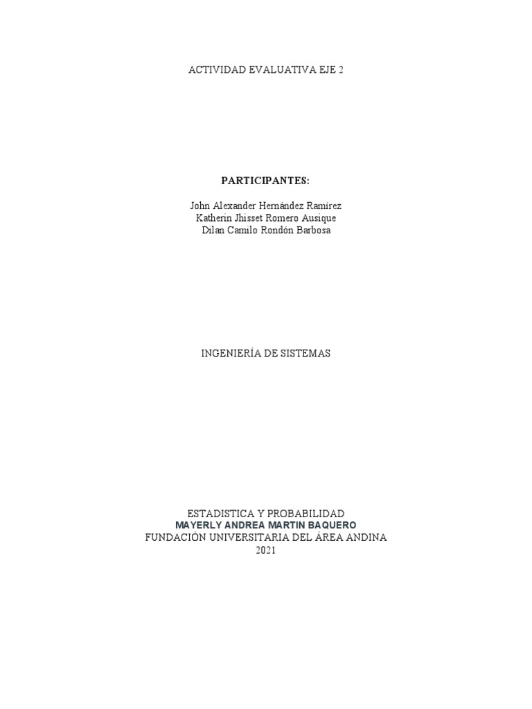 Actividad Eje II Estadistica y Probabilidad | PDF | Probabilidad | Science
