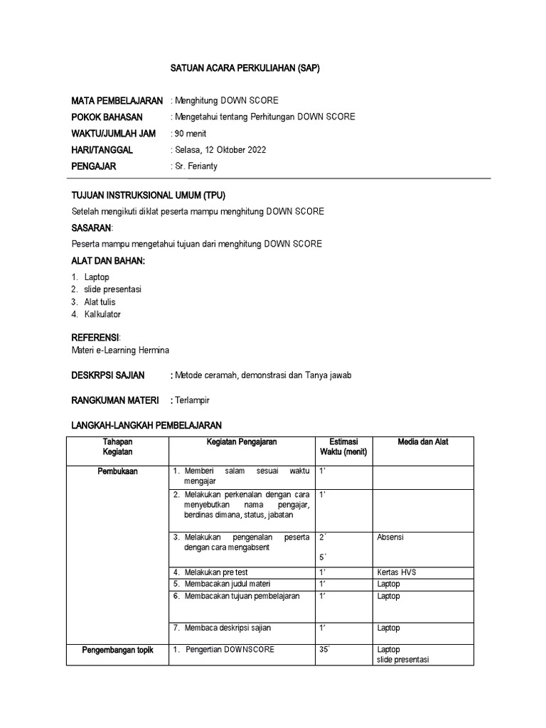 Sap Down Score | PDF