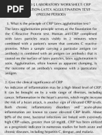 CRP Worksheet | PDF | C Reactive Protein | Immunology