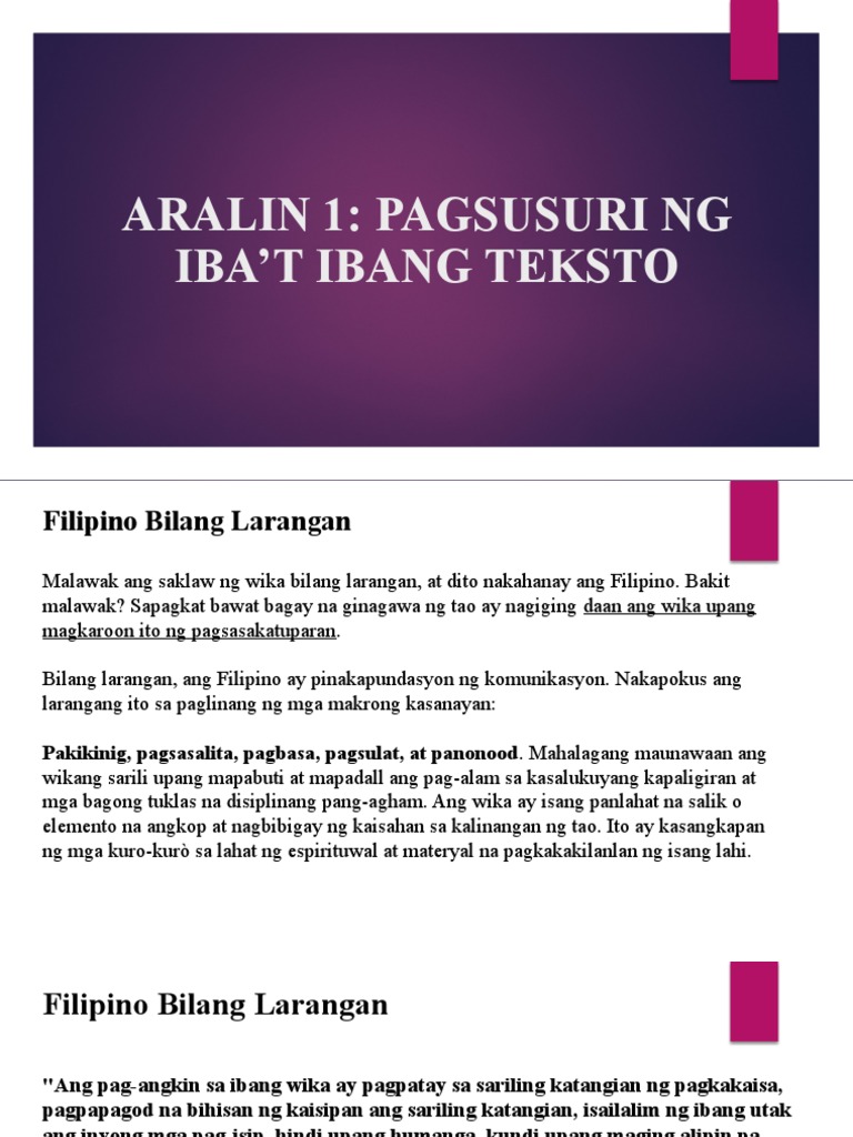 L1 Aralin 1 | PDF