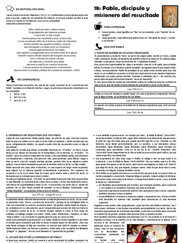 Pablo, Discípulo y Misionero Del Resucitado | PDF | Pablo el apóstol ...