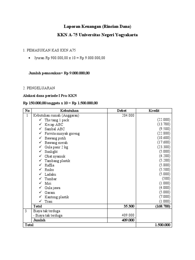 Laporan Keuangan KKN | PDF