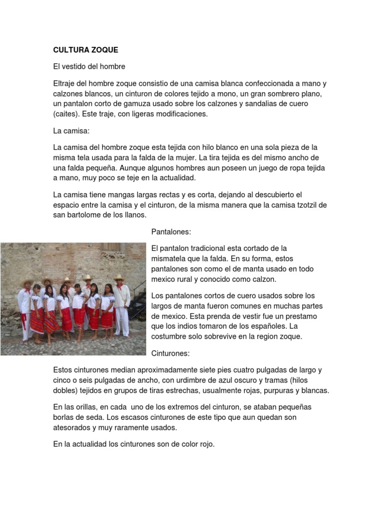 Vestimenta y Tradiciones Zoques | PDF