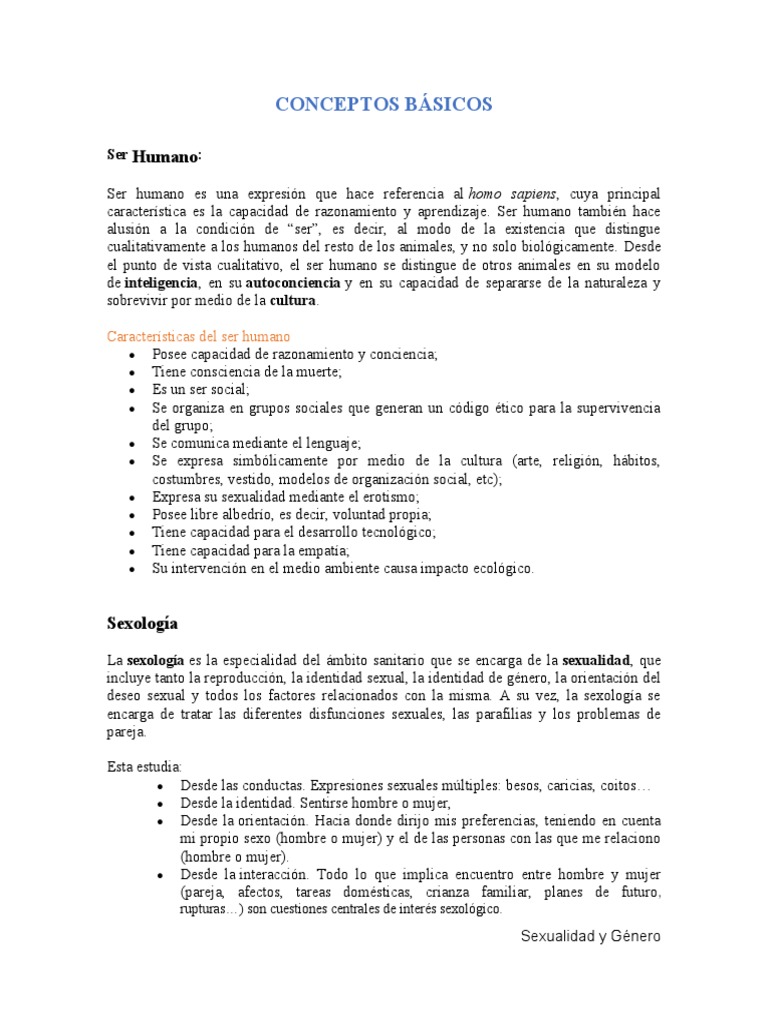 CONCEPTOS BÁSICOS de Sexualidad y Genero | PDF | Género | Estudios de género