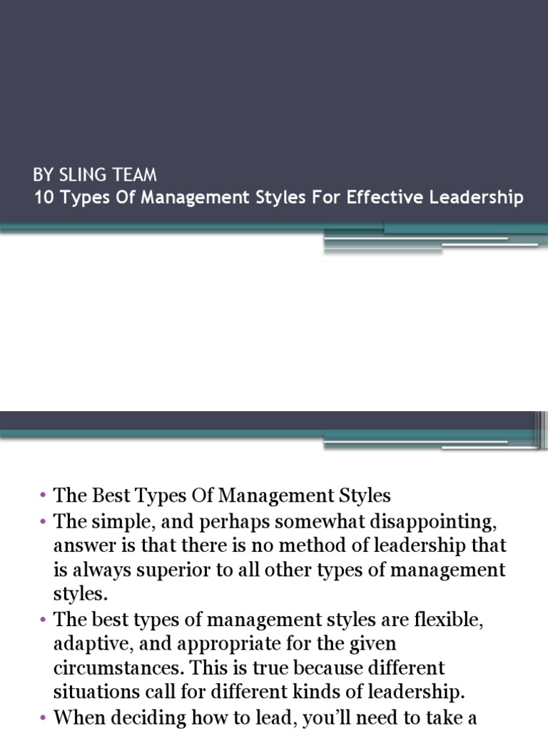 Management Styles M 106 Lecture 4 | PDF | Leadership | Behavioural Sciences
