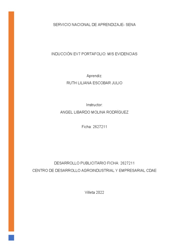 Inducción Ev7 Portafolio | PDF