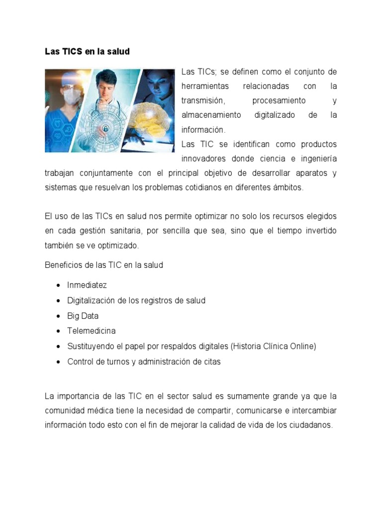 Las TICS en La Salud | PDF | Tecnología de información y comunicaciones | Informática