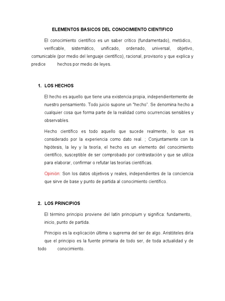 Elementos Del Conocimiento Científico | PDF | Teoría | Experimentar
