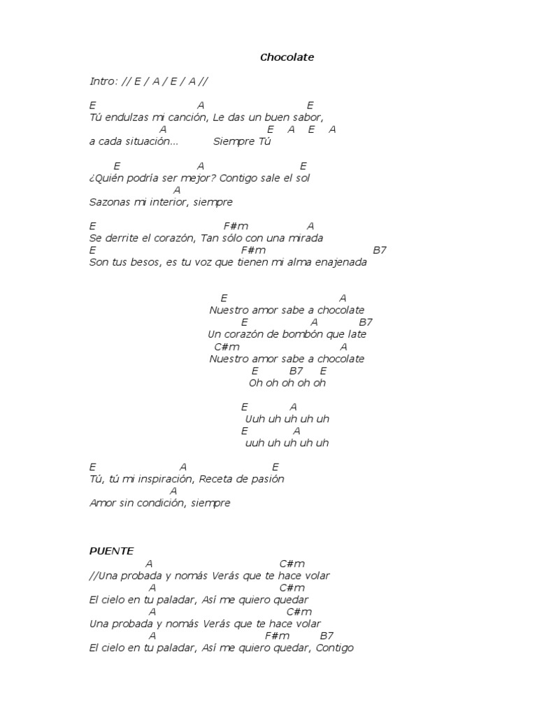 Chocolate (Jesse y Joy) | PDF | Entretenimiento (general) | Ocio