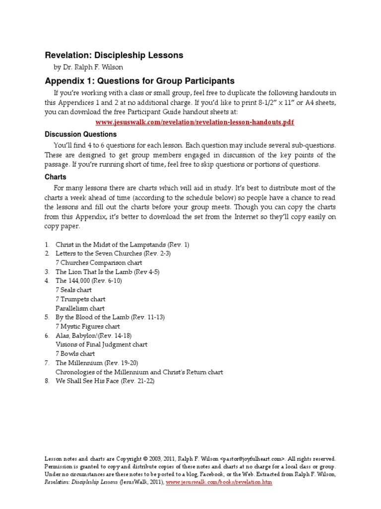 Revelation Lesson Handouts | PDF | Book Of Revelation | Religious Belief And Doctrine