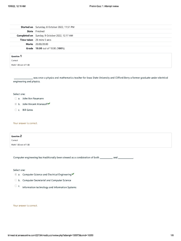 Computer Engineering As A Discipline Prelim Quiz 1 Pdf 