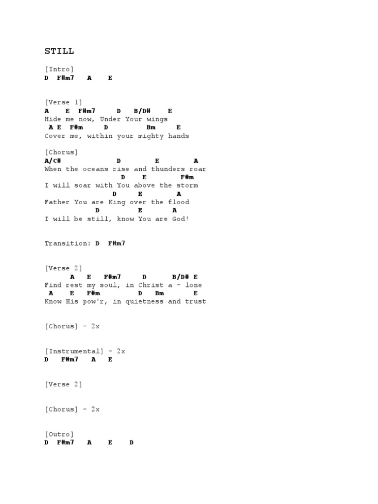 Still (Key of A) | PDF | Art