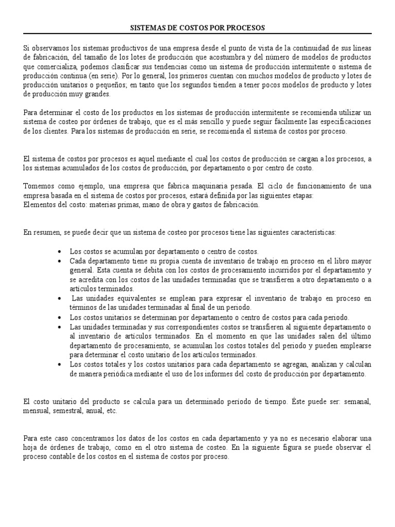 Sistemas de Costos Por Procesos | PDF | Costo | Inventario