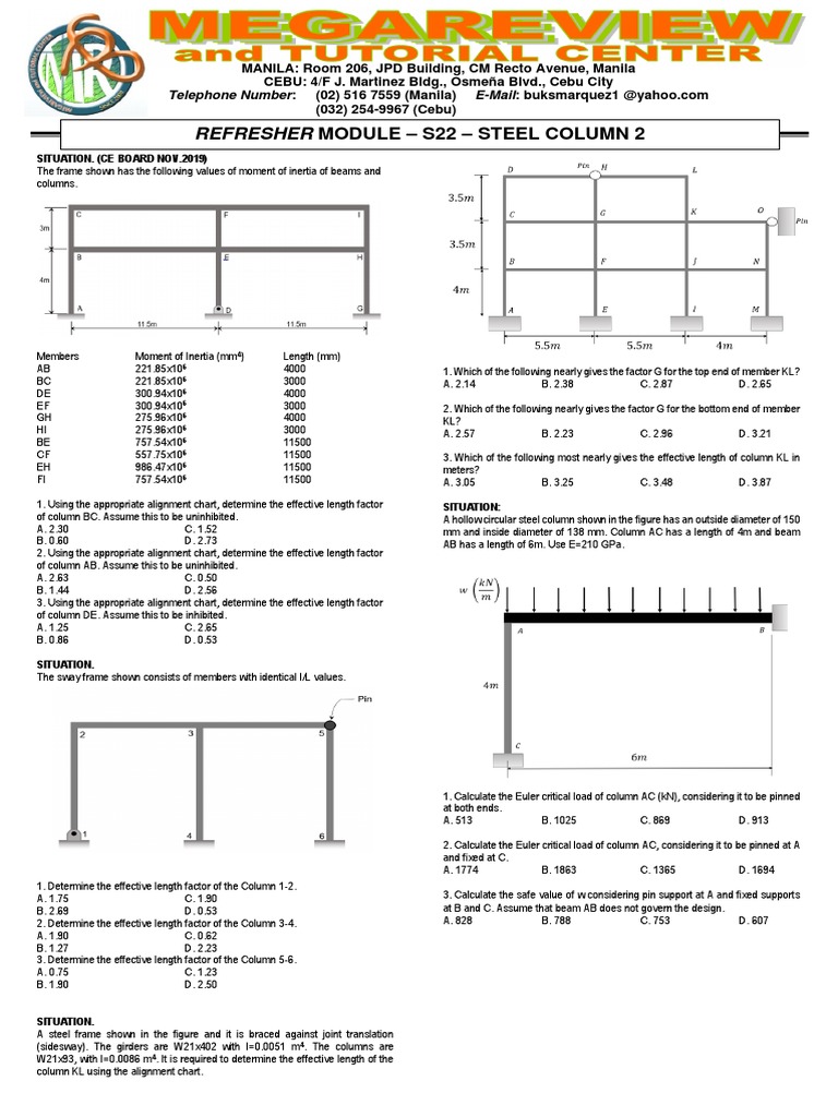 Effective Length Factors for Steel Columns | PDF | Mechanical ...