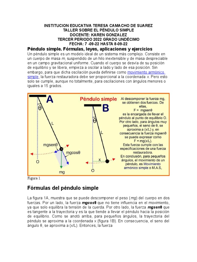 Taller Pendulo | PDF | Péndulo | Fuerza