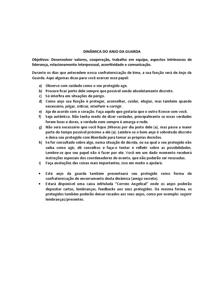Dinâmica Do Anjo Da Guarda | PDF