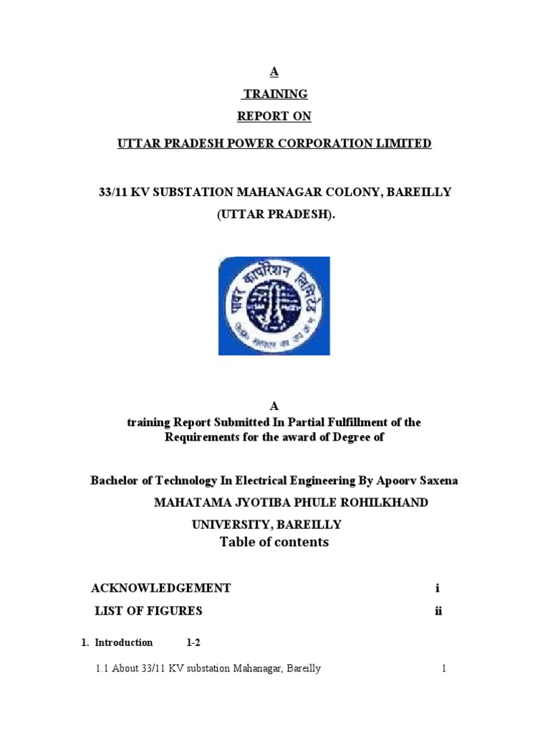 33 11 KV Substation Training Report | Download Free PDF | Electrical ...