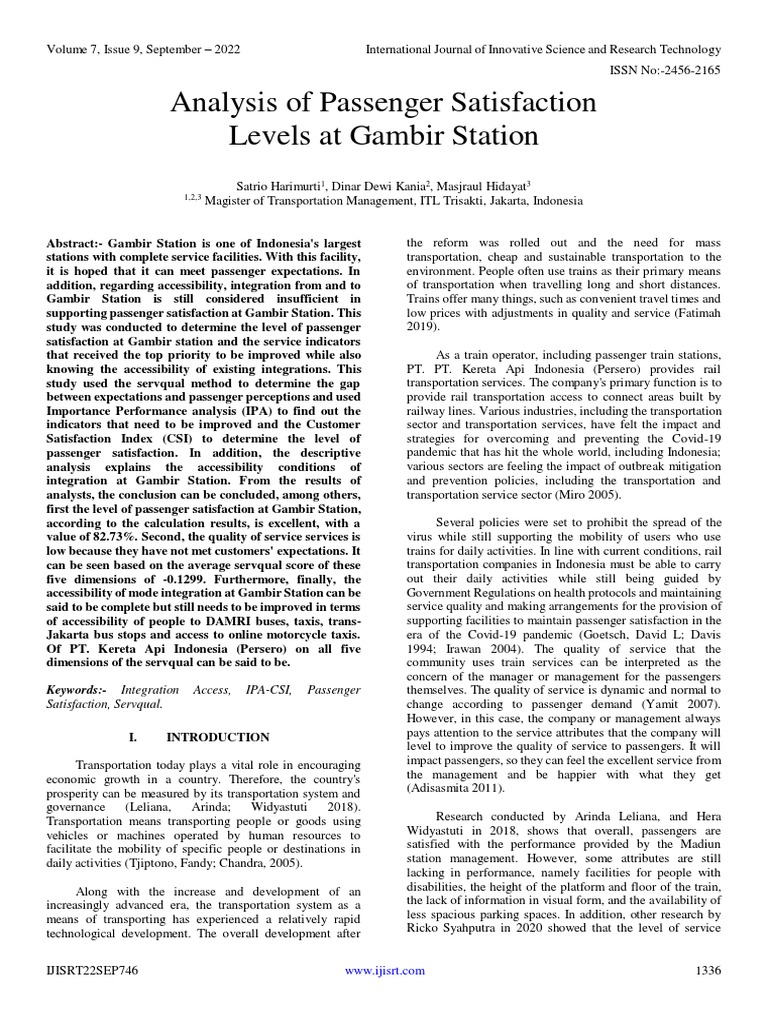 Passenger Satisfaction at Gambir Station | PDF | Transport