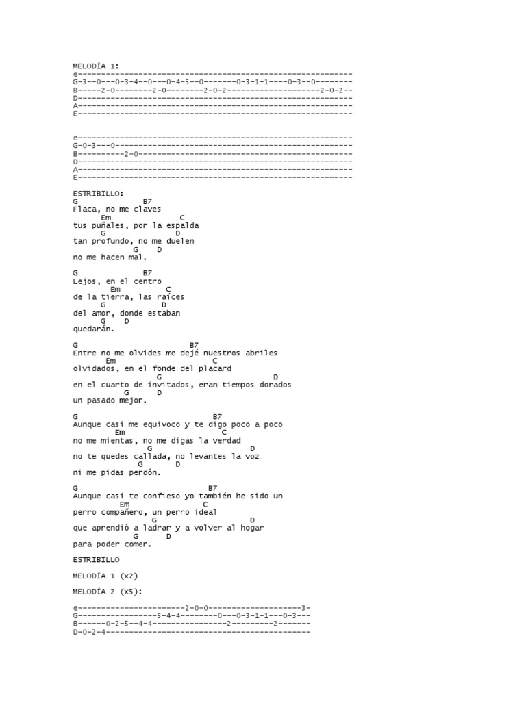 Acordes Flaca Andrés Calamaro | PDF