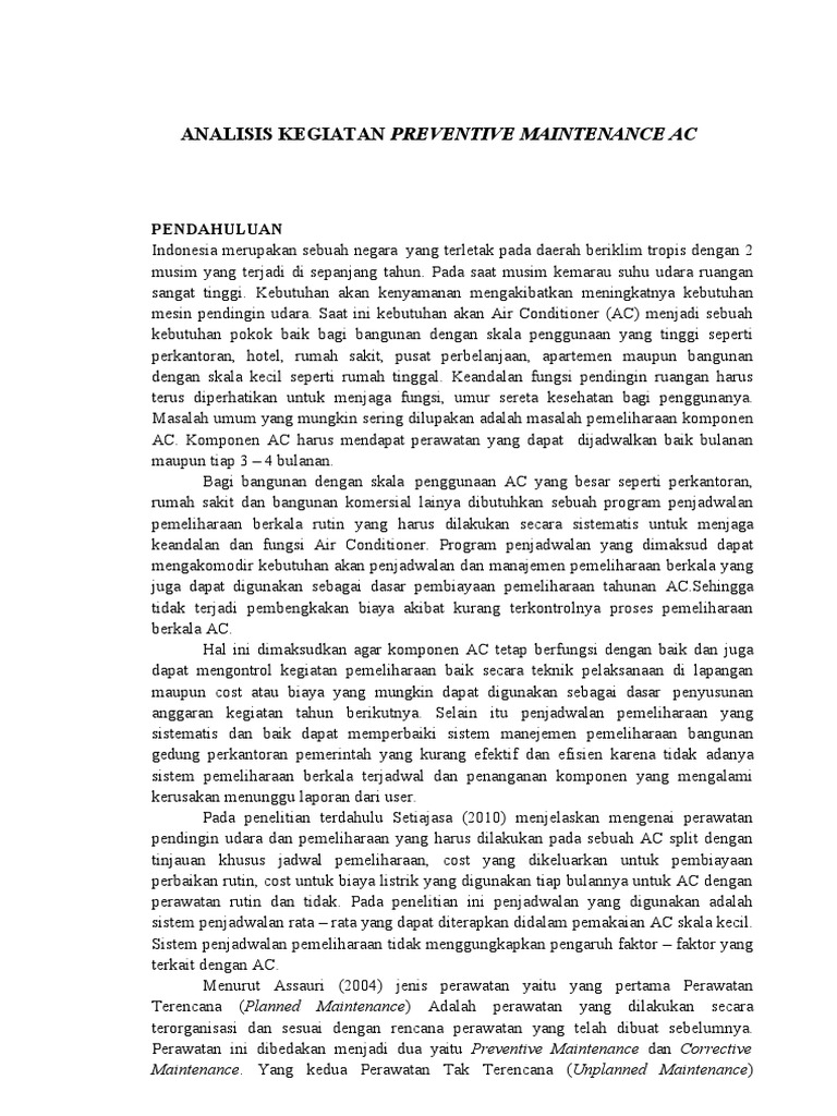 Analisis Kegiatan Preventive Maintenance Ac | PDF