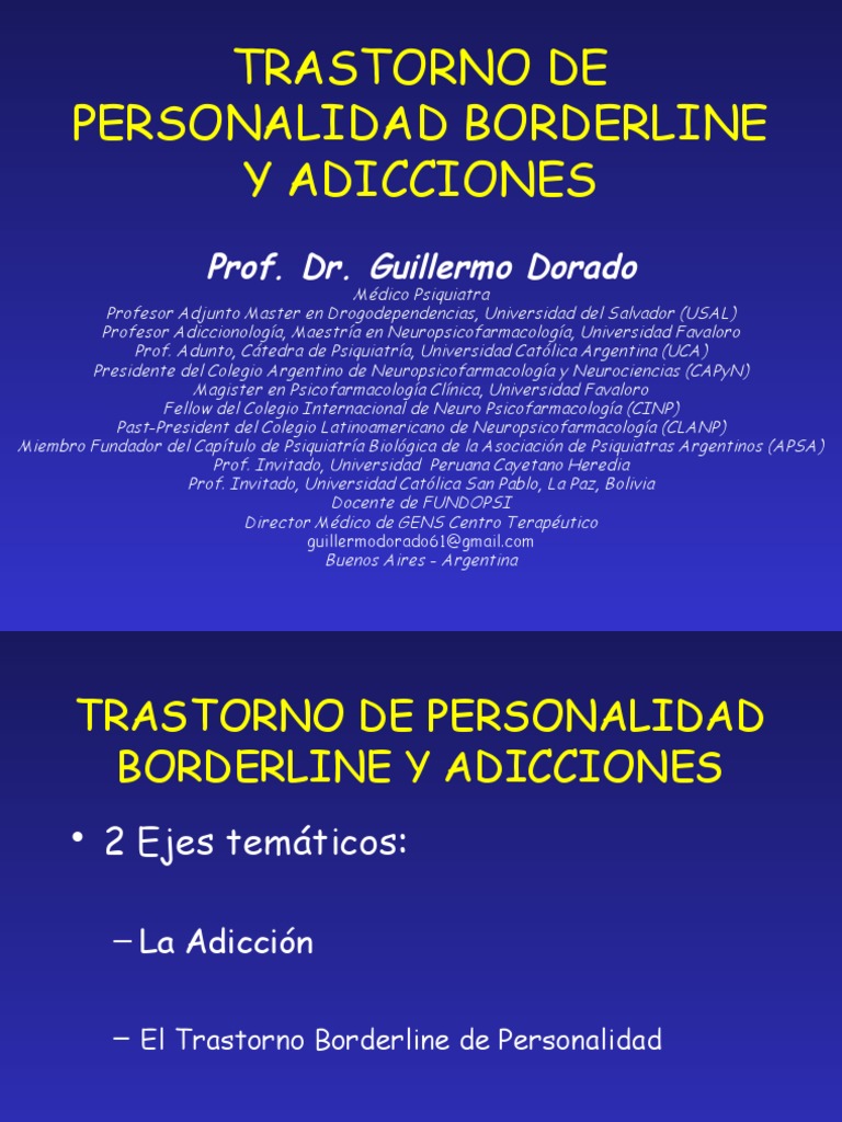 Trastorno Borderline y Adiciones | PDF | Trastorno límite de la personalidad | Depresión (estado ...