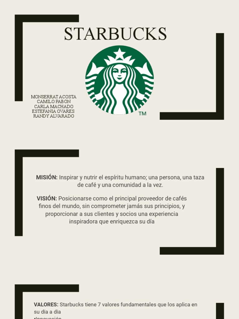 Misión, visión y valores de Starbucks | PDF | café | Starbucks