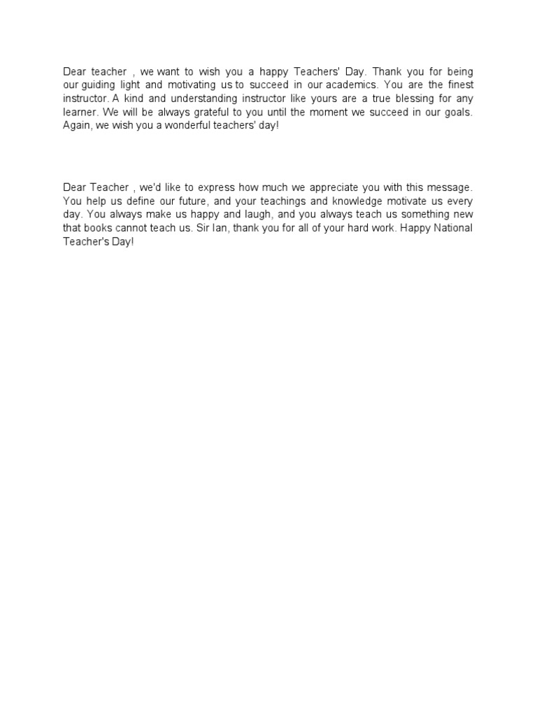 Dear Teacher | PDF | Career & Growth