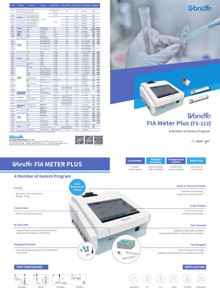 Brosur Wondfo FIA Meter | PDF | C Reactive Protein | Thrombosis