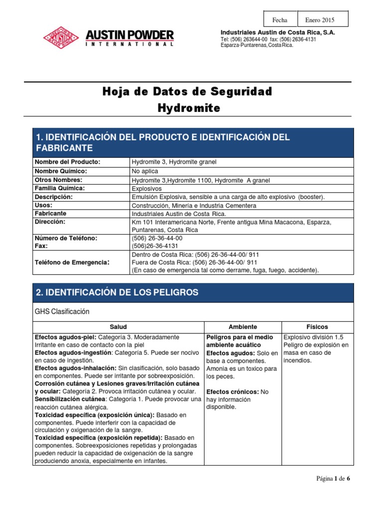 MSDS Hydromite 3 | PDF | Contaminación | Nitrógeno