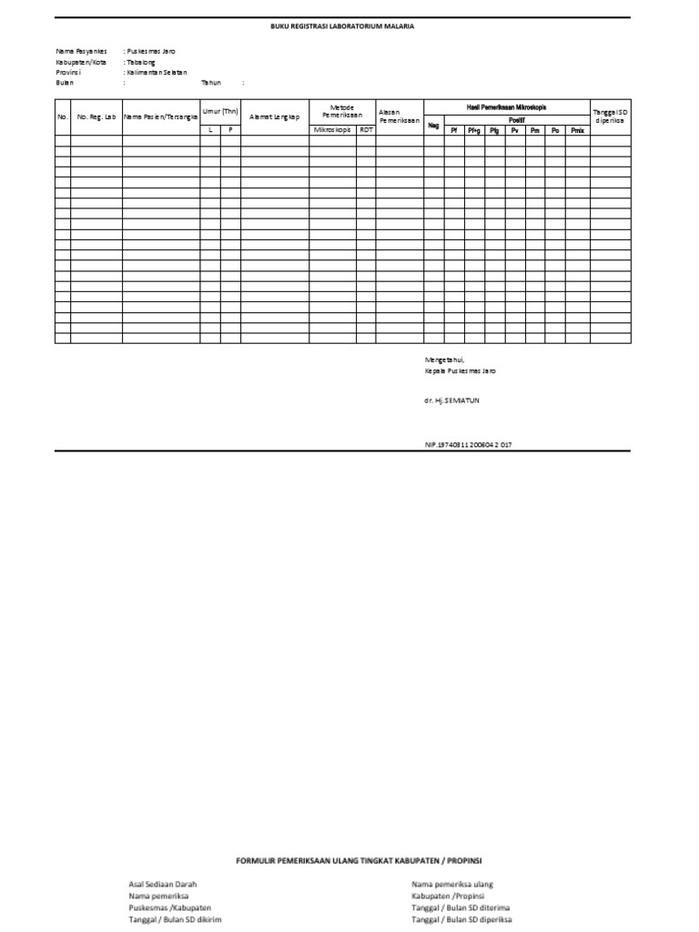 Form Lab Malaria | PDF