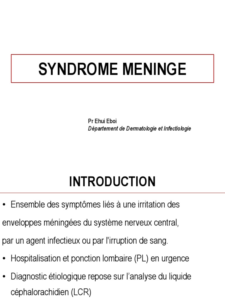 Signes du Syndrome Méningé | PDF | Méningite | Liquide cérébro-spinal