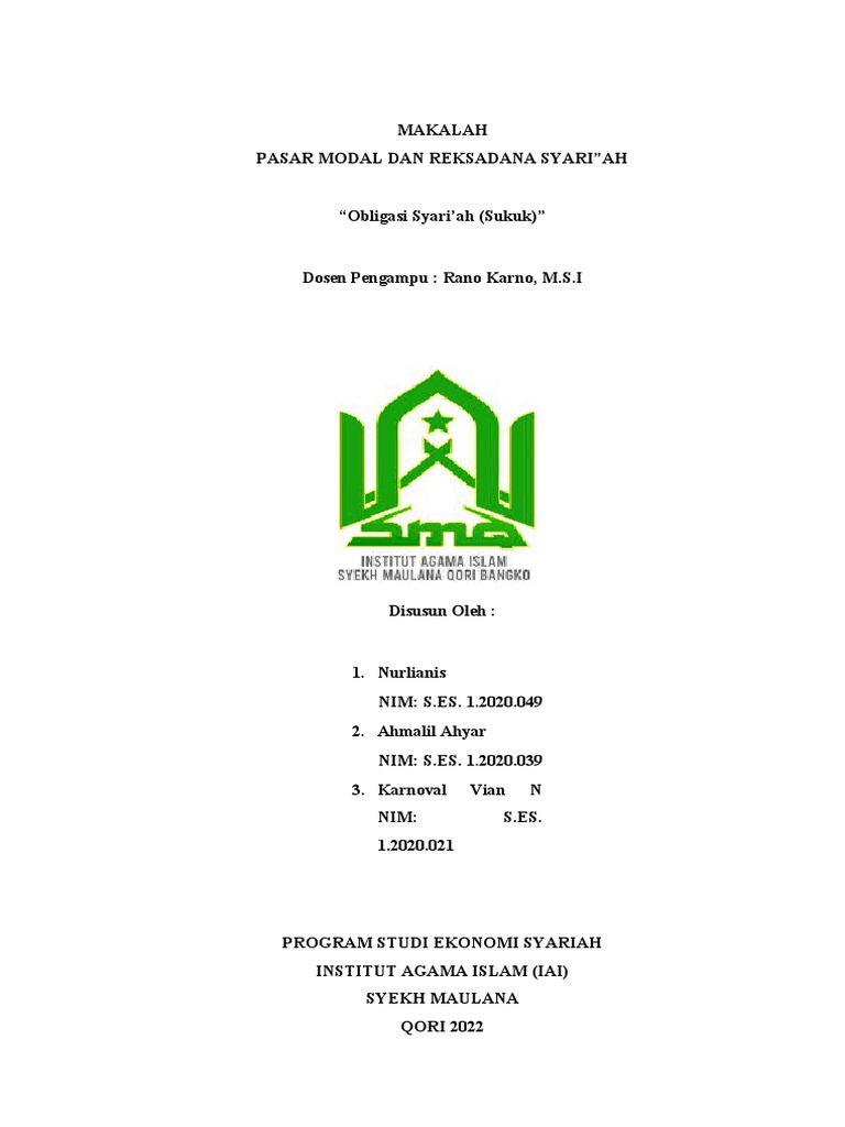 Obligasi Syariah: Konsep dan Penerapan Sukuk | PDF
