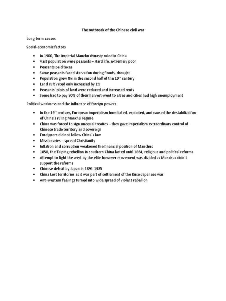 Causes of the Chinese Civil War | PDF | Politics | History