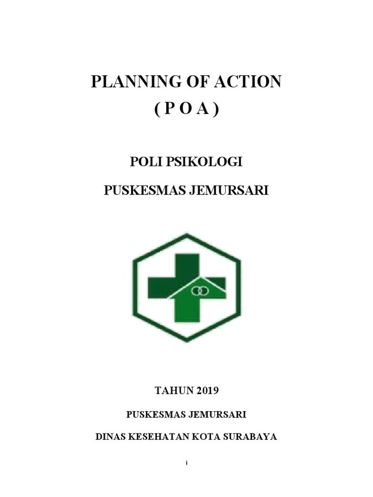 Planning of Action (POA) : Poli Psikologi Puskesmas Jemursari | PDF