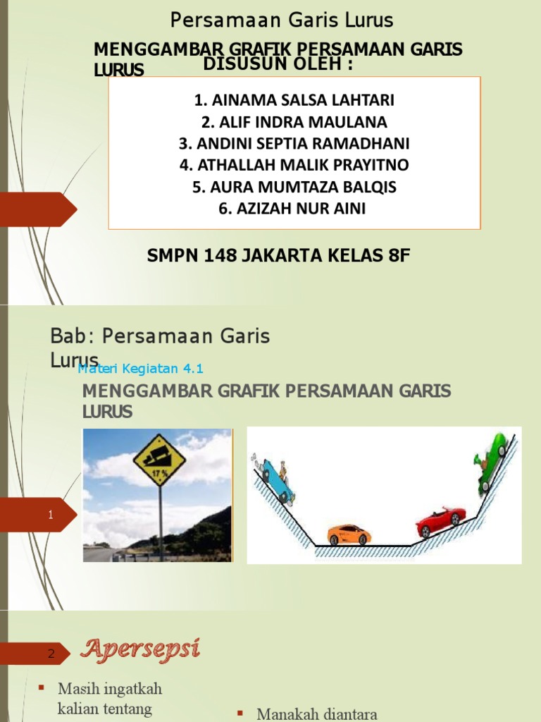 Menggambar Grafik Persamaan Garis Lurus Kelas 8f | PDF