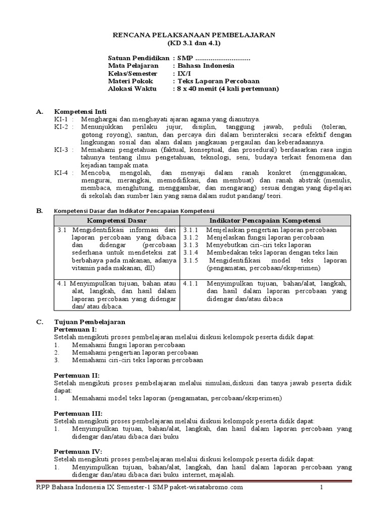 KD 3.1 Dan 4.1 Teks Laporan Percobaan | PDF