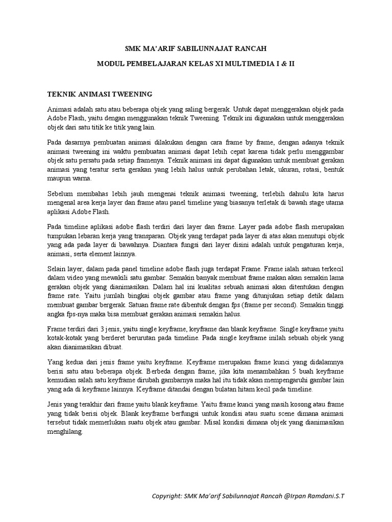Teknik Animasi Tweening Flash | PDF | Game & Aktivitas | Teknologi ...