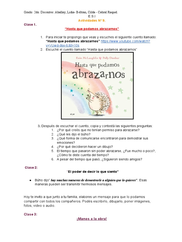 "Hasta Que Podamos Abrazarnos": Clase 1 | PDF