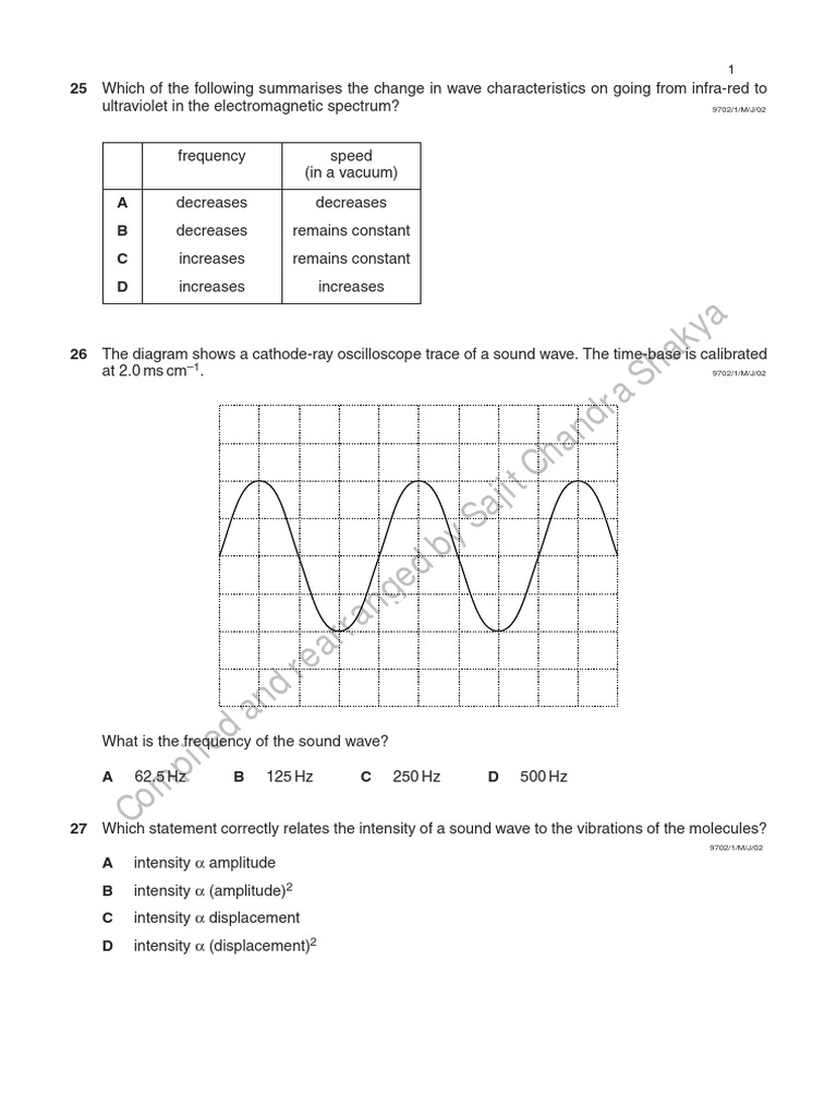 9702-P1 Waves | PDF | Waves | Frequency