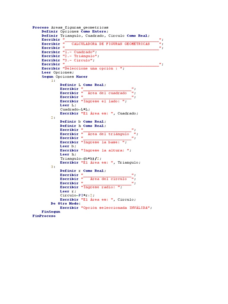Pseudocódigo Areas | PDF